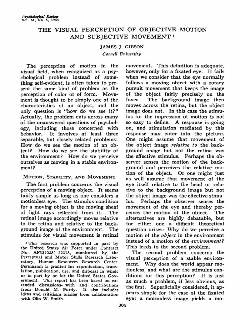 Motion Perception and Stability Insights | PDF | Visual Perception ...