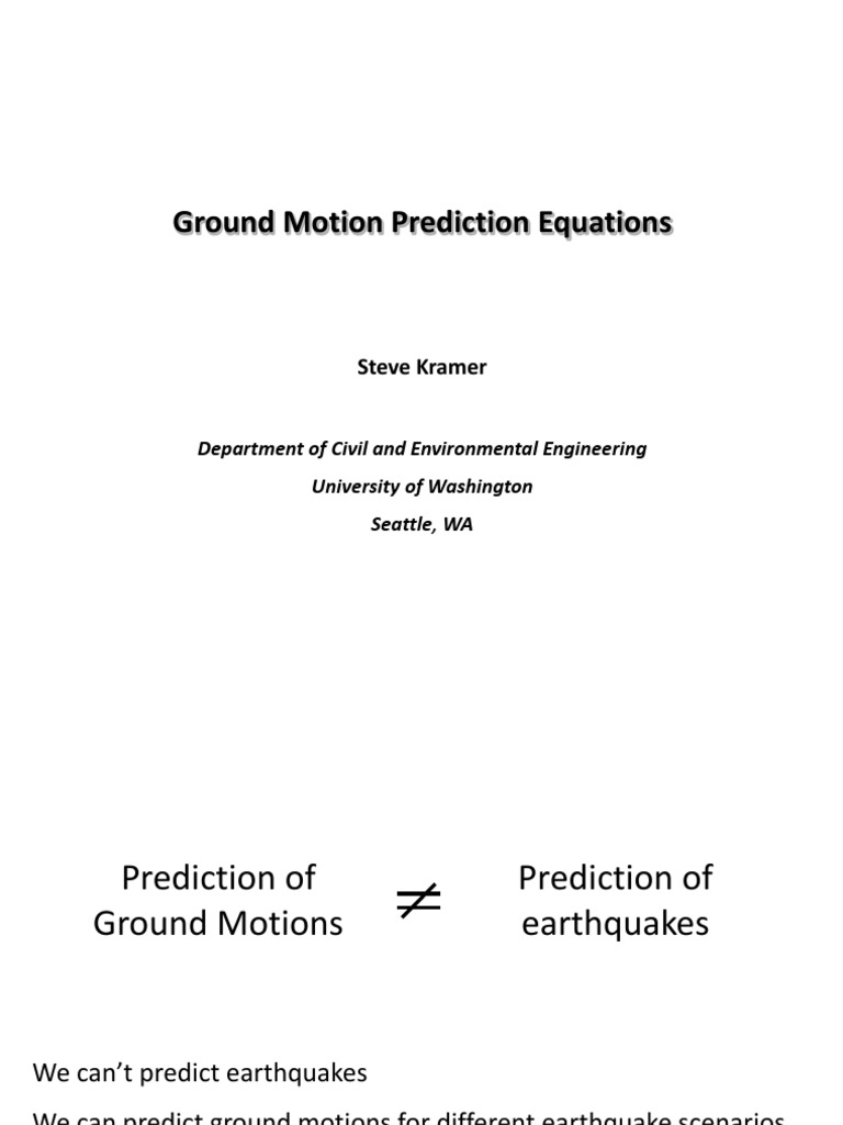Ground Motion Prediction Equations: An Overview of Key Concepts for ...