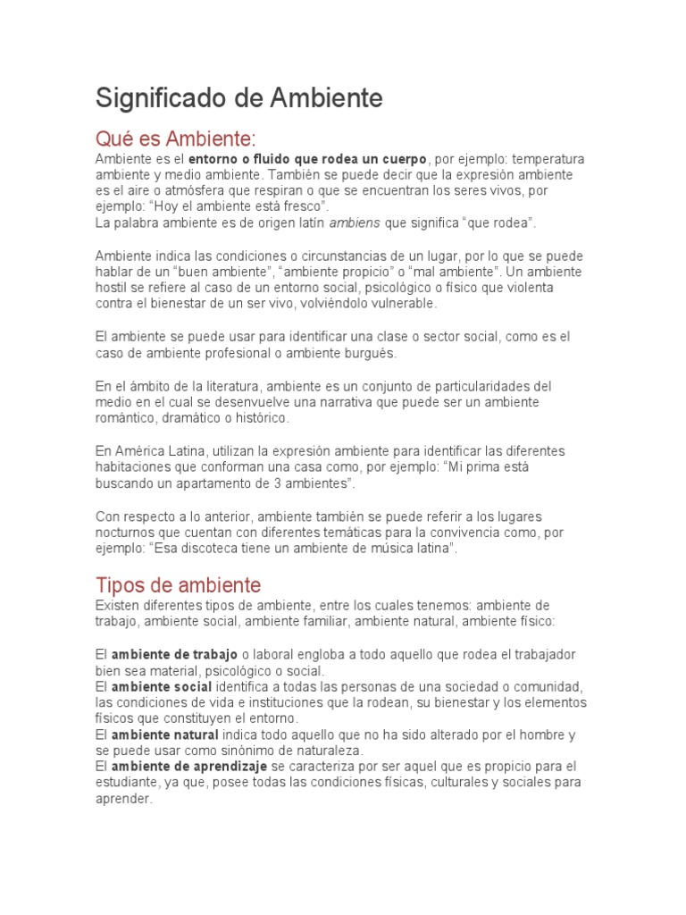 Significado de Ambiente | PDF
