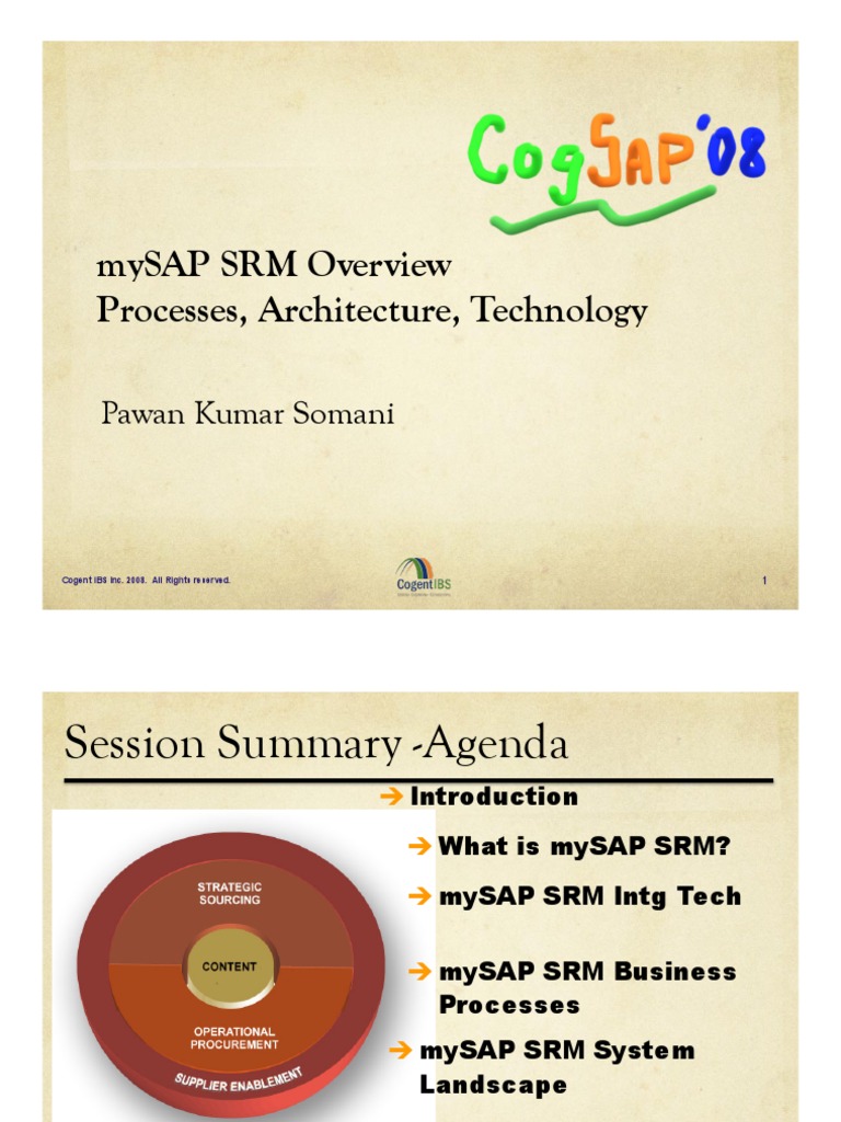 Mysap SRM Overview Processes, Architecture, Technology: Pawan Kumar ...