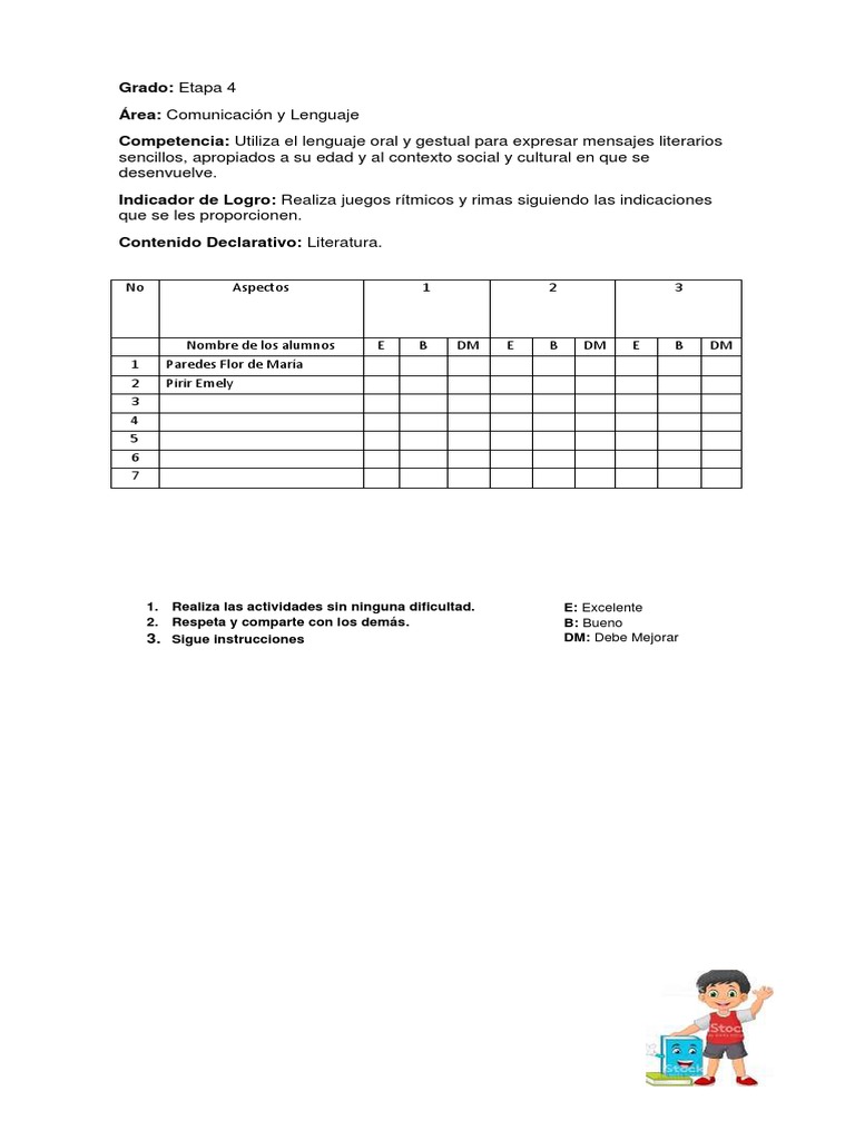 Escala de Rango Rondas Infantiles | PDF