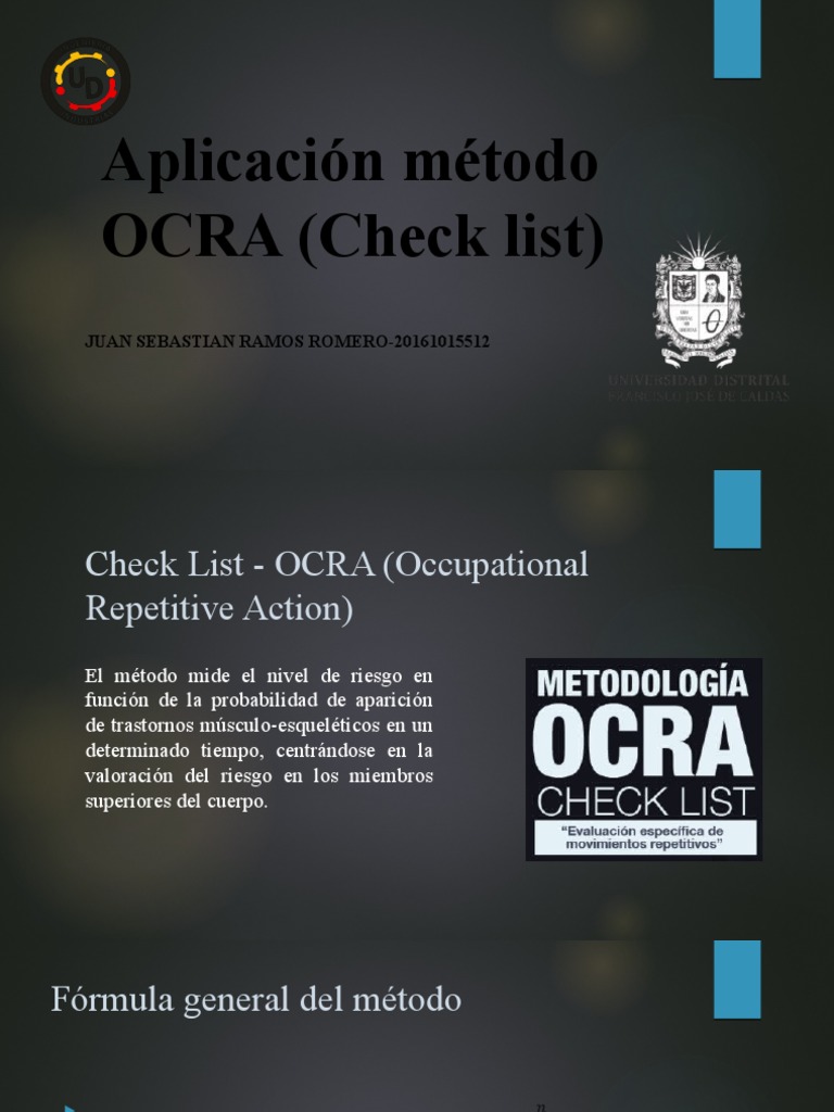 Aplicación Método OCRA (Check List) | PDF