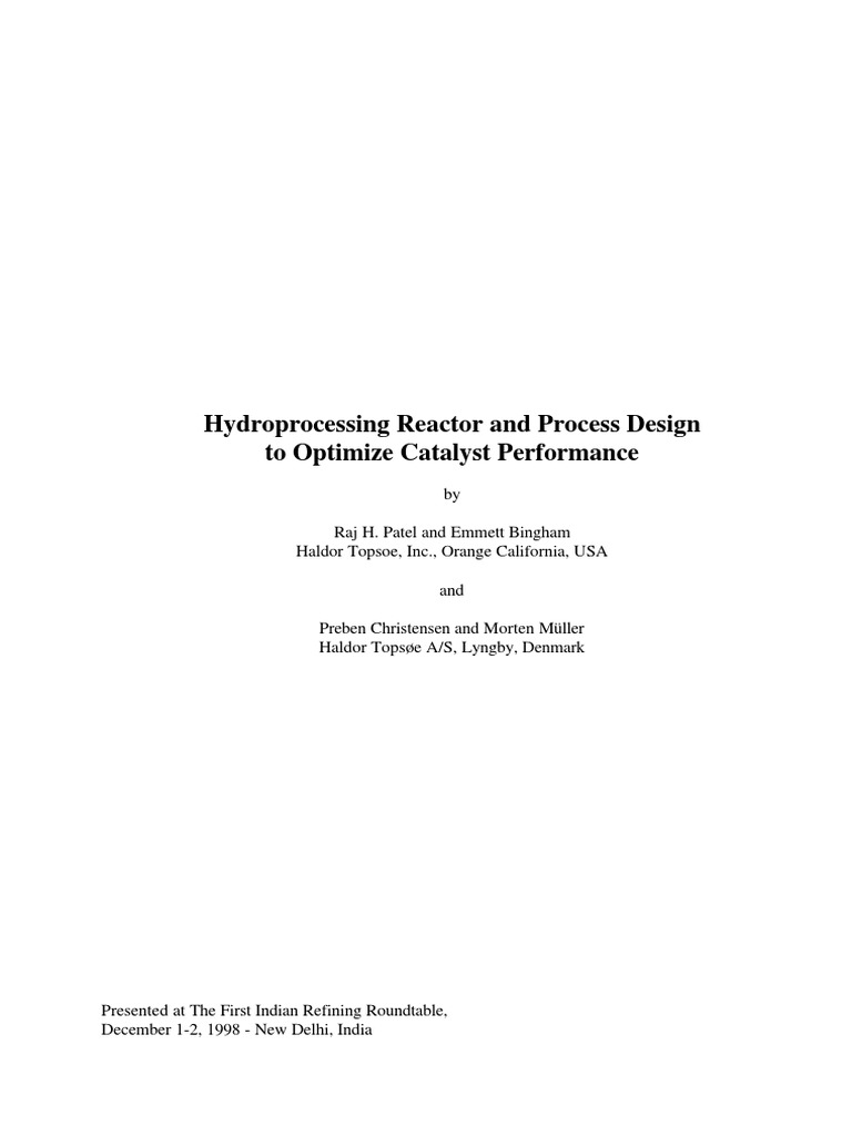 Hydroprocessing Reactor and Process Design To Optimize Catalyst Performance PDF | PDF | Diesel ...