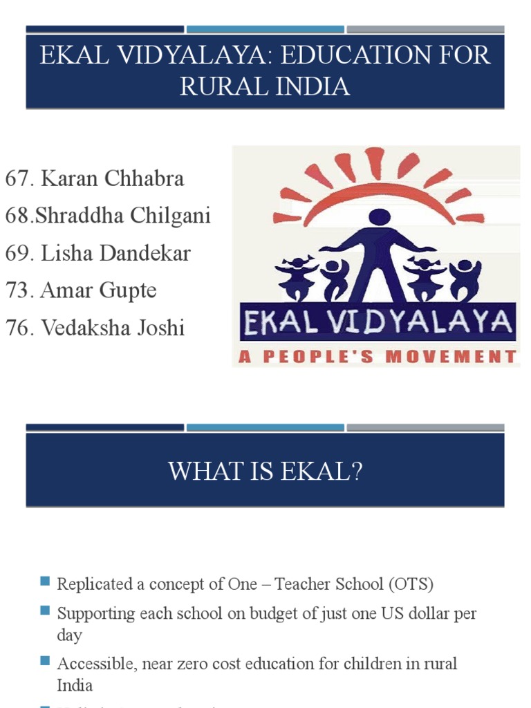 Ekal Vidyala - Case Study | PDF | Schools | Teachers