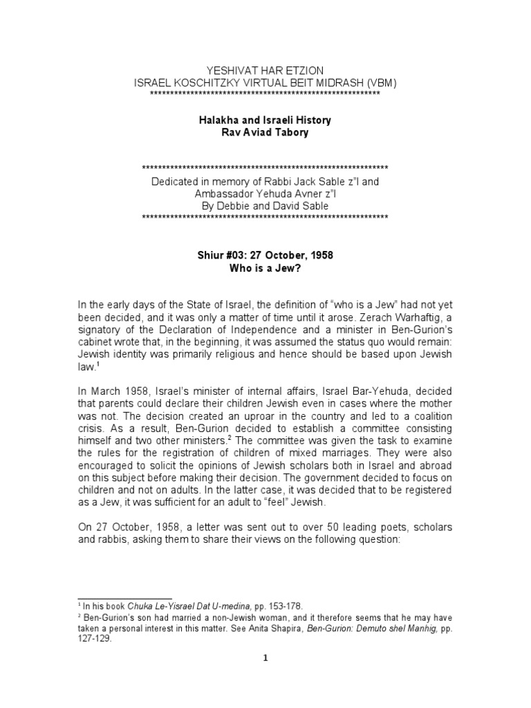 03-Hal-History-Who Is A Jew-Final | PDF | Jews | Halakha