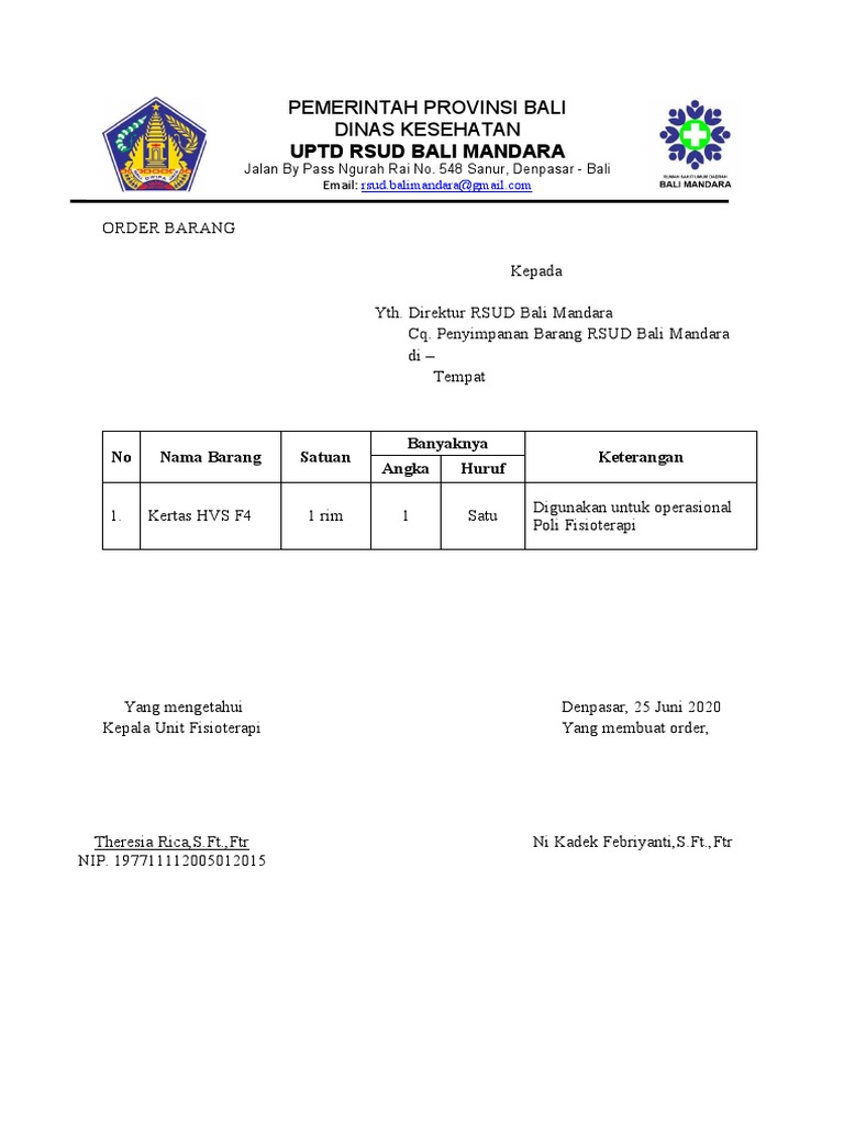 SURAT ORDER GUDANG UMUM (Kertas) | PDF