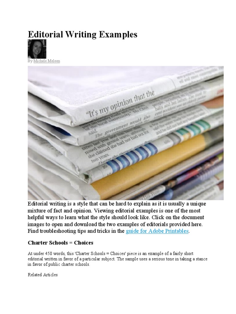 Editorial Writing Examples | PDF | Essays | Newspapers