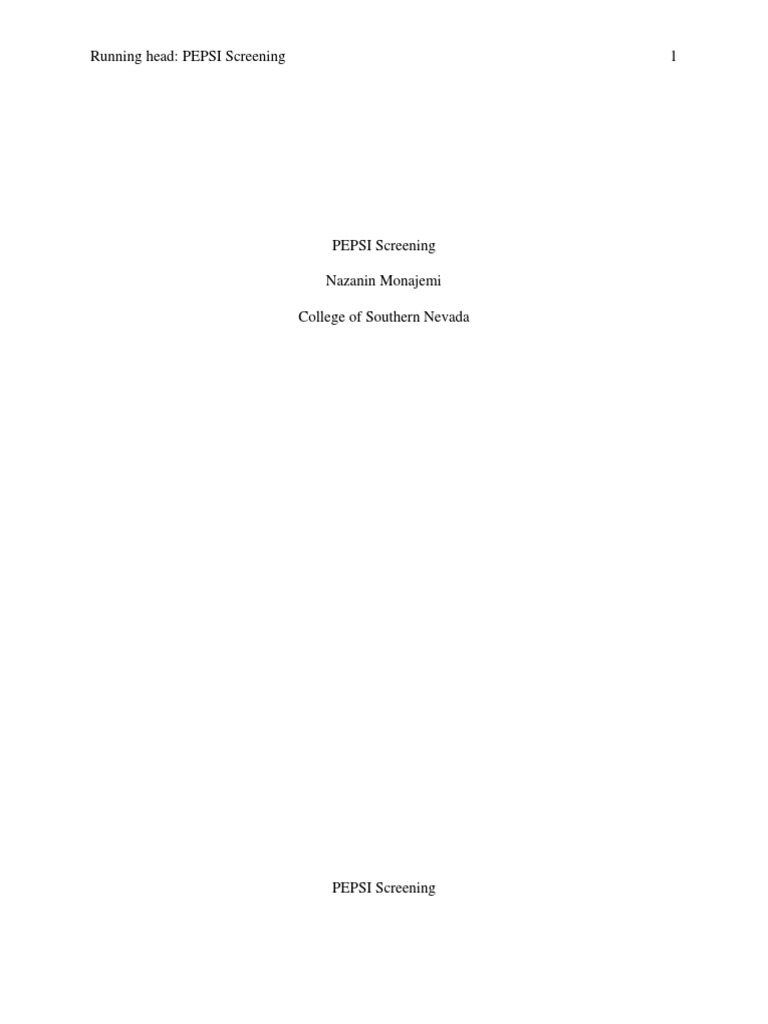 Pepsi Screening | Download Free PDF | Friendship | Neuropsychological ...