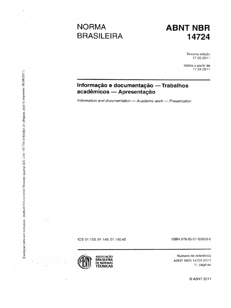 Abnt NBR 14724 2011 PDF | PDF