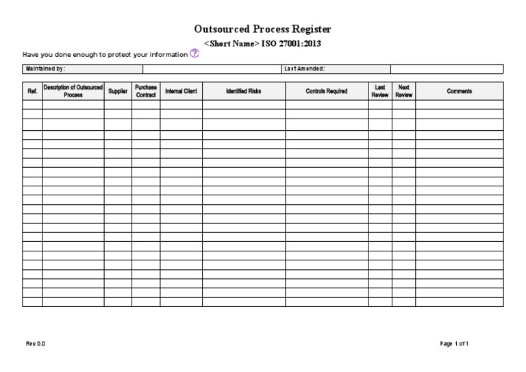 ISMS Outsourced Process Register | PDF