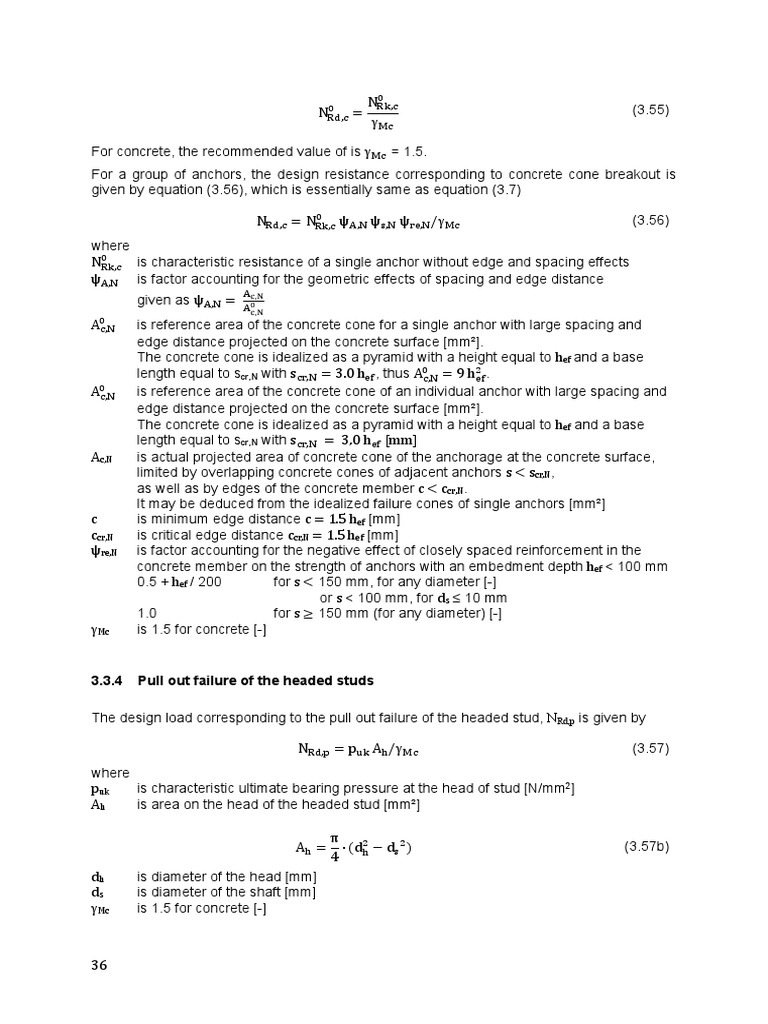 3.3.4 Pull Out Failure of The Headed Studs: Ef CR, N | PDF | Physics ...
