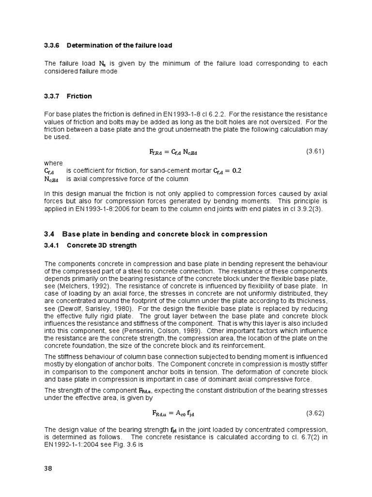 3.3.6 Determination of The Failure Load: 3.4 Base Plate in Bending and ...