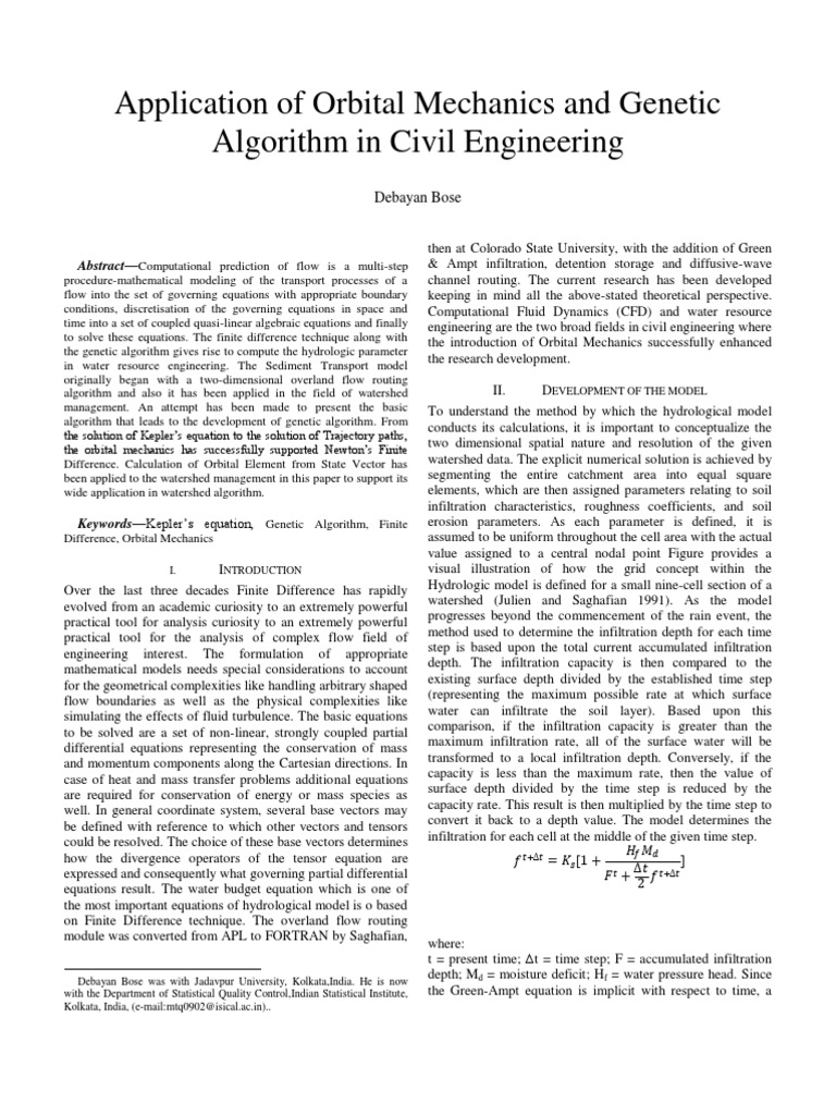 Application of Orbital Mechanics and Genetic Algorithm in Civil ...