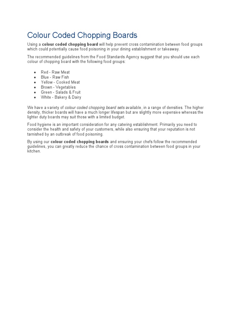 Colour Coded Chopping Boards | PDF | Technology & Engineering