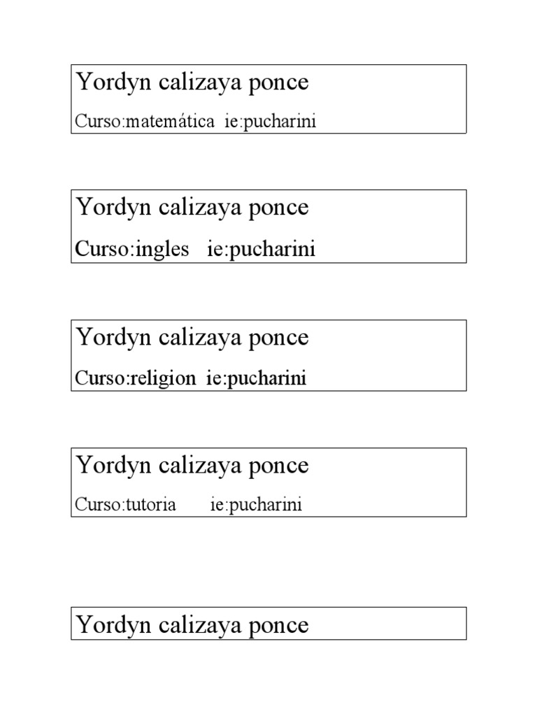 Nombres de Cursos | PDF