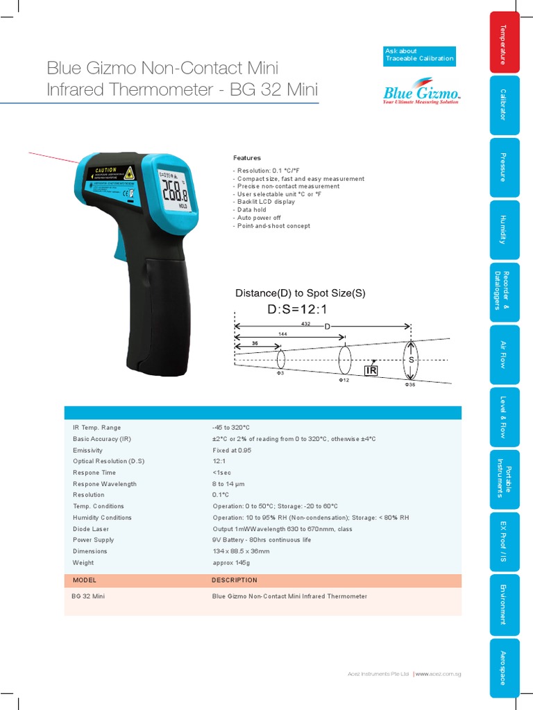 Blue Gizmo BG32 Infrared Thermometer | PDF | Infrared | Thermometer