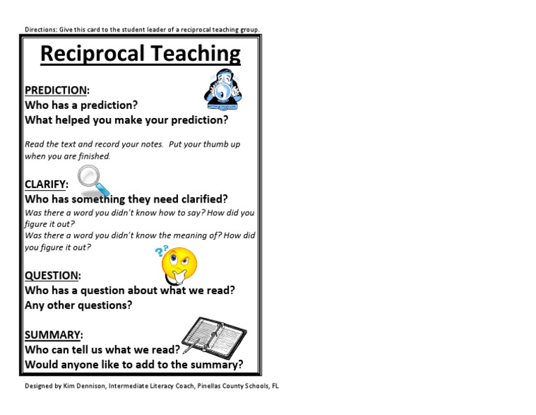 Reciprocal Teaching Leader Card | PDF | Career & Growth
