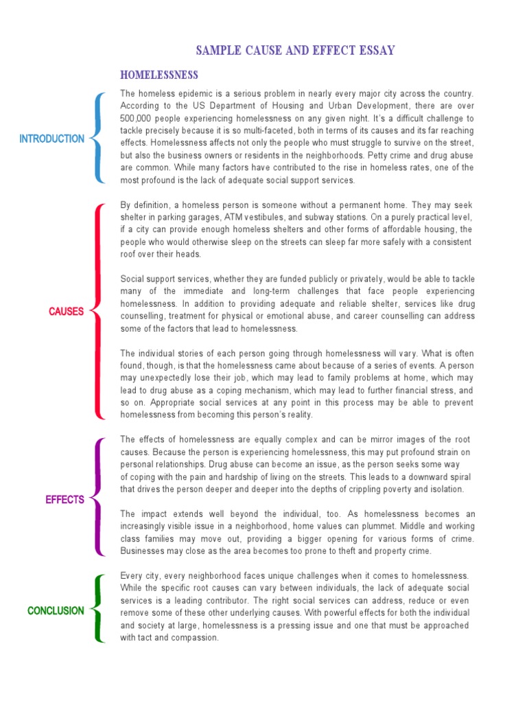 Sample Cause and Effect Essay - For - Schoology | PDF | Homelessness ...