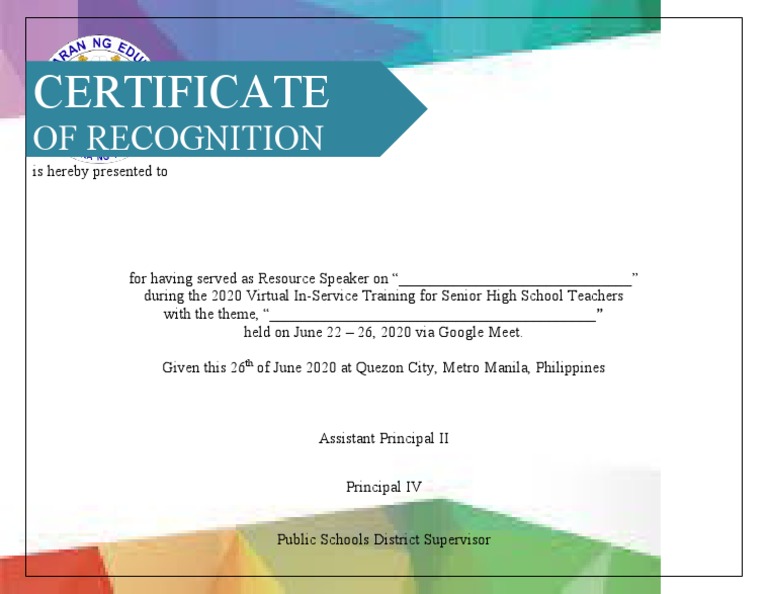 Certificate of Recognition | PDF