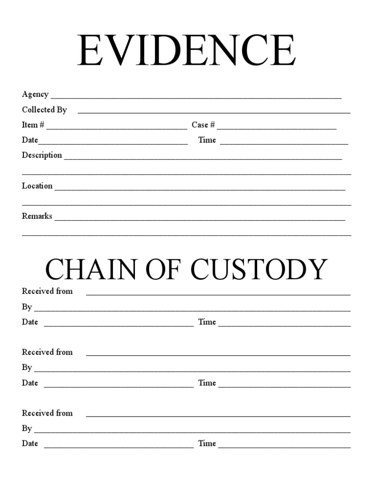 Evidence Collection and Chain of Custody Form | PDF | Finance & Money ...
