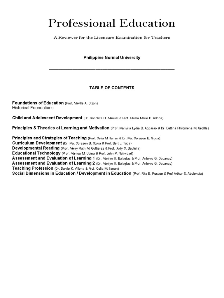 PNU Professional Education Reviewer | PDF | Philosophy Of Education ...