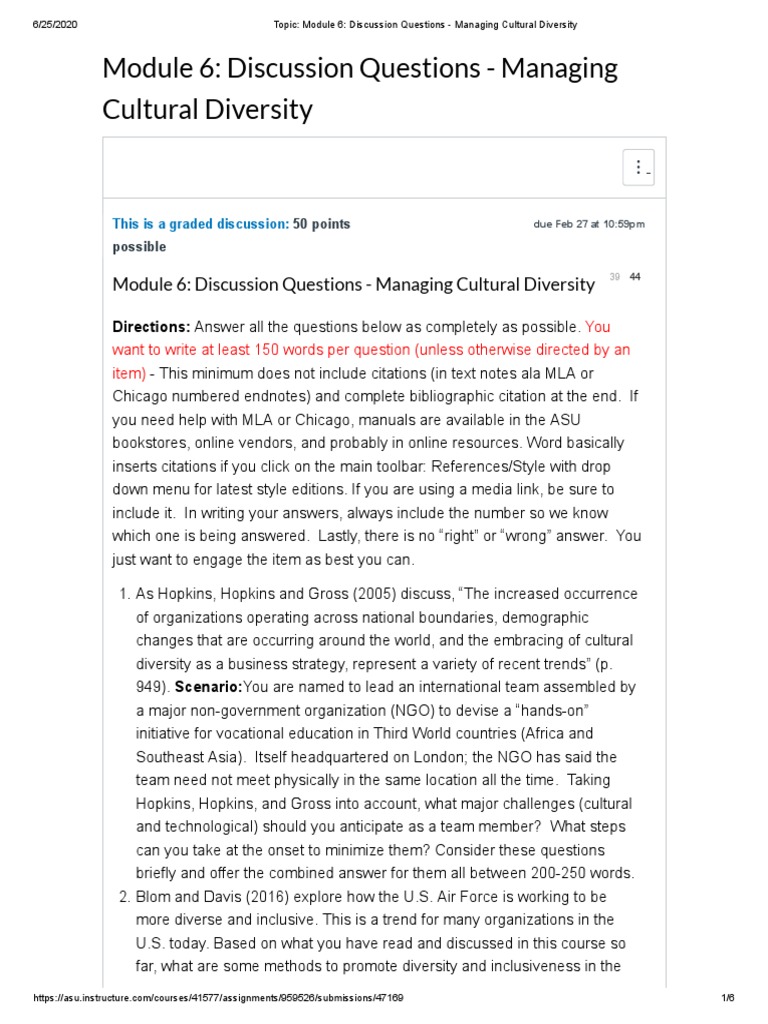 Managing Cultural Diversity Discussion Guide | PDF | Autism | Citation