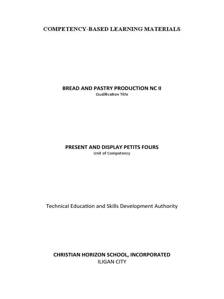 Competency-Based Learning Materials: Technical Education and Skills ...