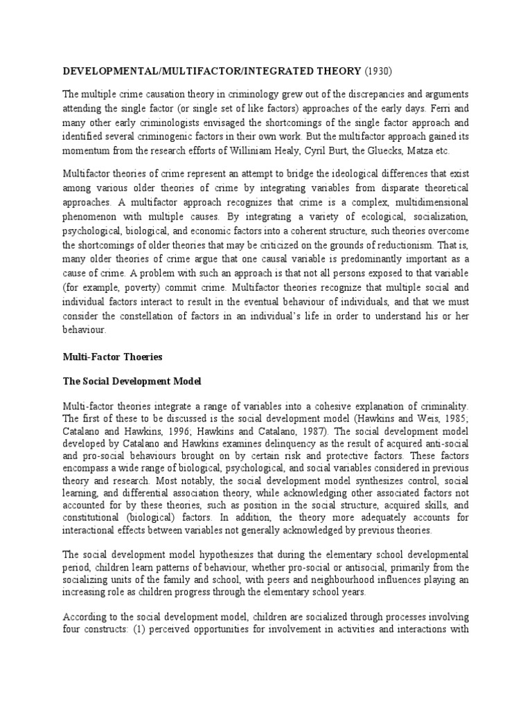 Developmental/Multifactor/Integrated Theory (1930) | PDF | Anti Social ...