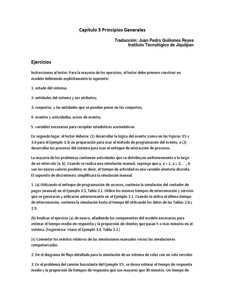 Ejercicios Capitulo 3 Jerry Banks | PDF | Simulación | Informática