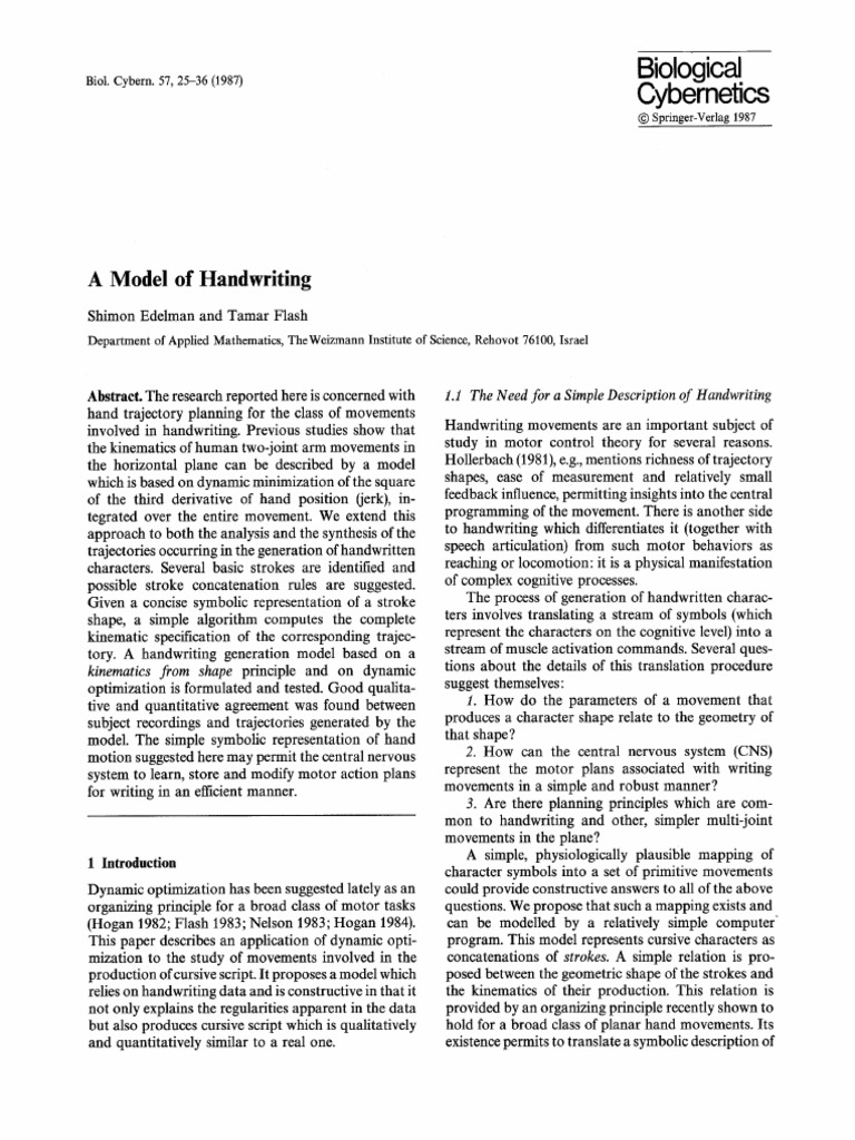 Edelman Flash 1987 BiolCyber PDF | PDF | Kinematics | Interpolation