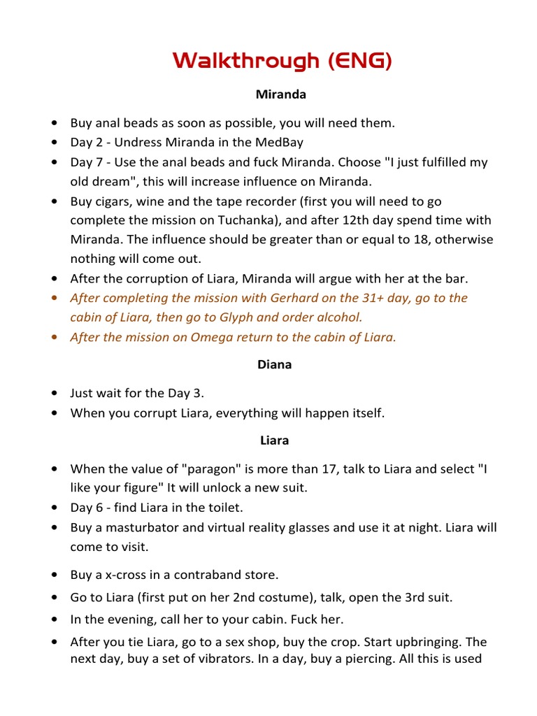 Lust Affect 0.800. Walkthrough ENGRUS | PDF | Leisure