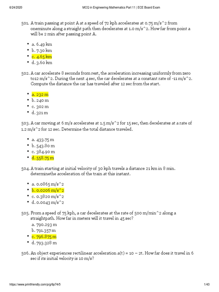 6/24/2020 MCQ in Engineering Mathematics Part 11 - ECE Board Exam | PDF ...