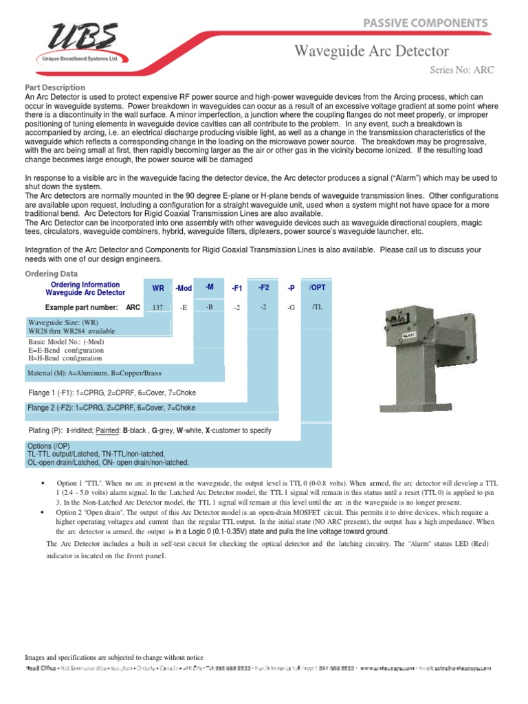 Waveguide Arc Detector: Passive Components | PDF | Detector (Radio ...