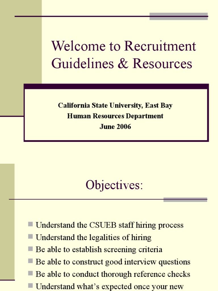 Welcome To Recruitment Guidelines & Resources: California State ...