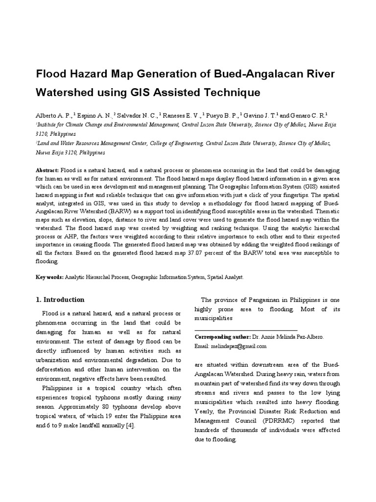 Flood Hazard Map Generation of Bued-Angalacan River Watershed Using GIS ...