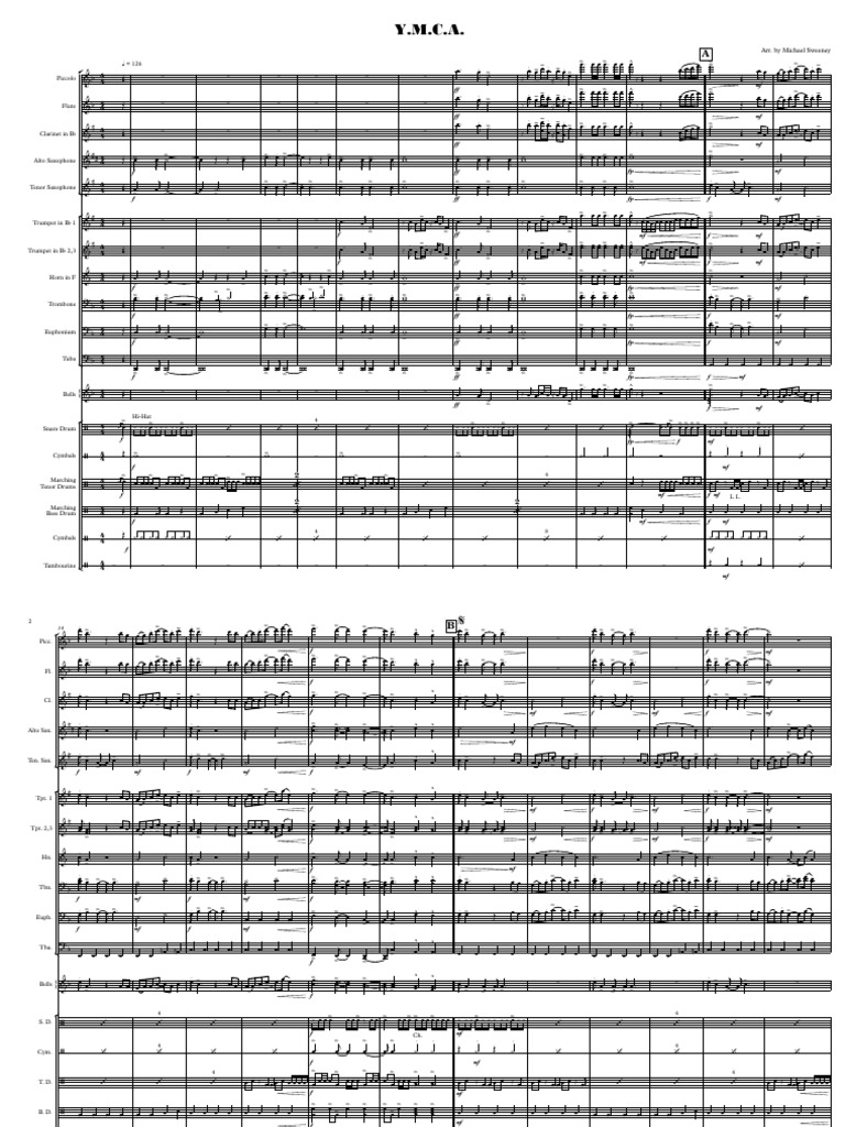 Y M C A Arranged by Michael Sweeney Score and Parts PDF | PDF | YMCA ...