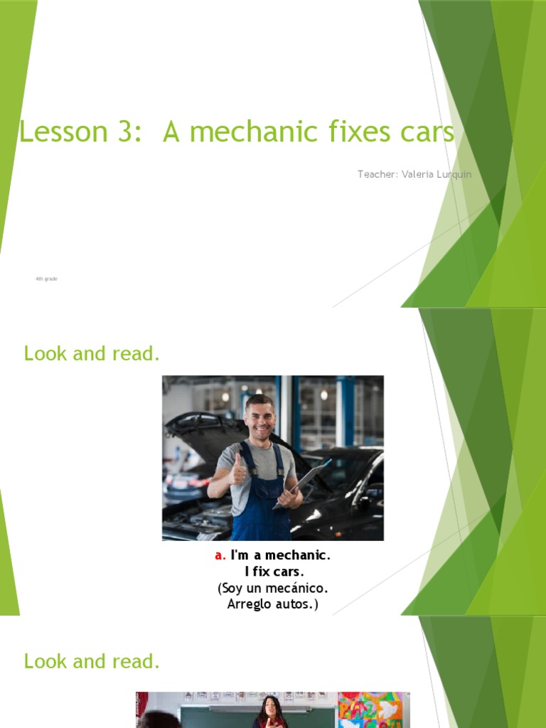 A Mechanic Fixes Cars | PDF | Vocational Education | Behavior Modification