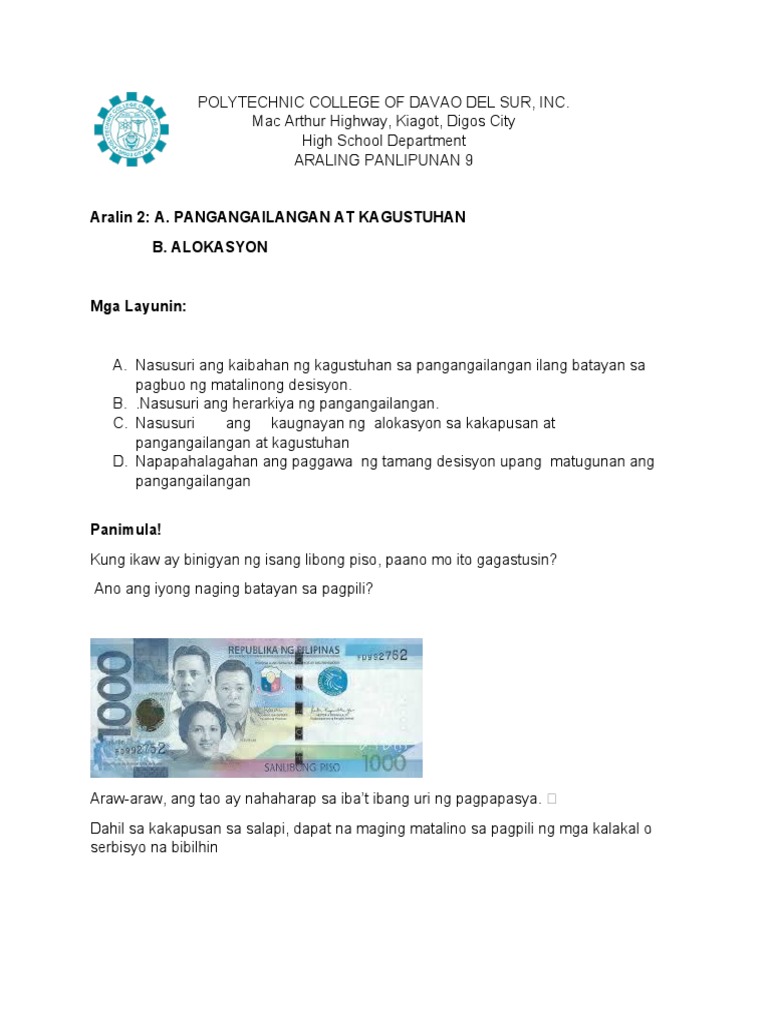 Grade 9 Ap Aralin 2 | PDF