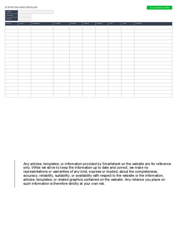 IT Issue Tracking Template Guide | PDF