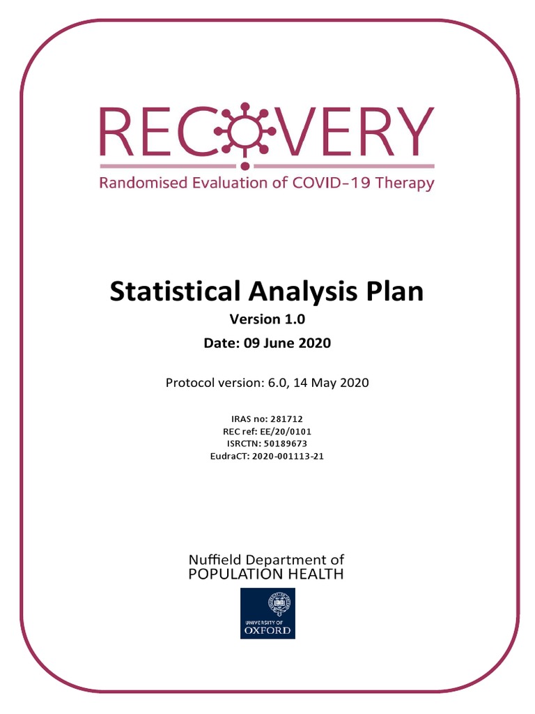 Statistical Analysis Plan: Date: 09 June 2020 | PDF | Medical ...