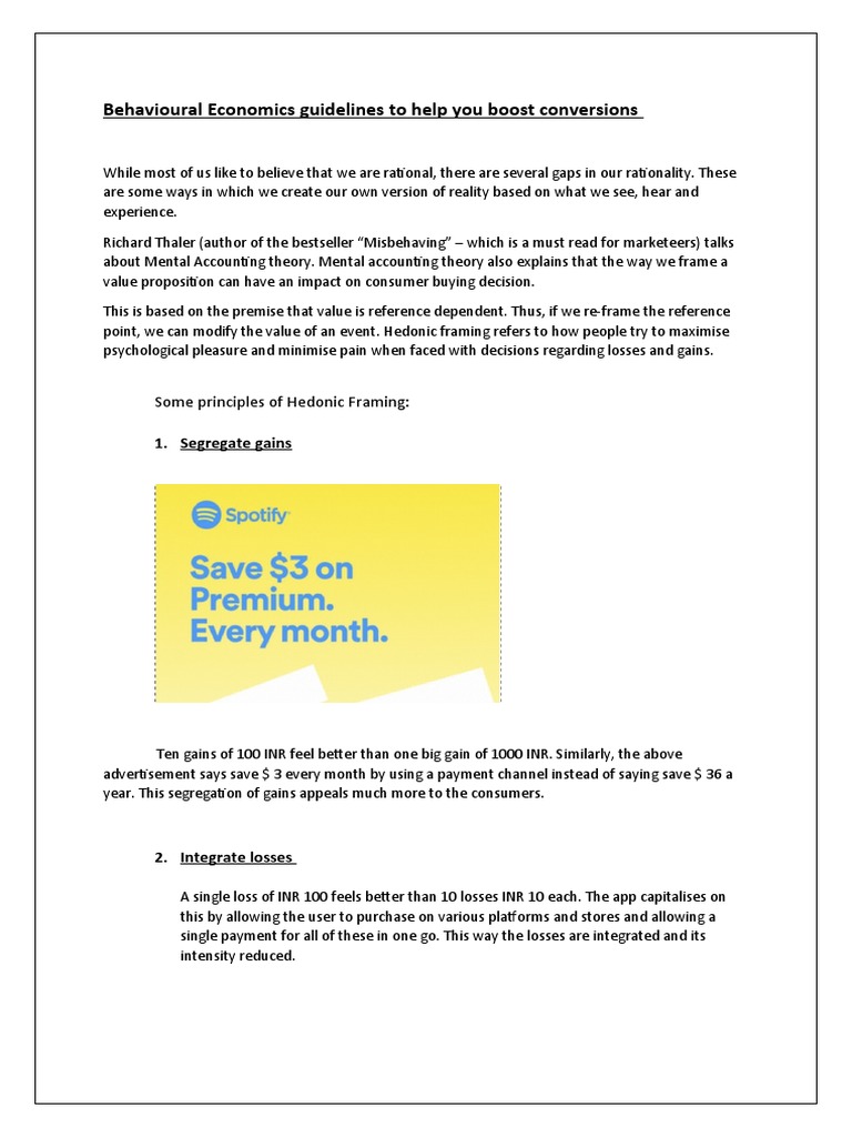 Behavioural Economics Guidelines To Help You Boost Conversions | PDF