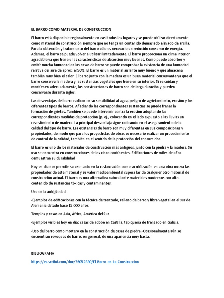 El Barro Como Material de Construccion | PDF | Pintar | Materiales de ...