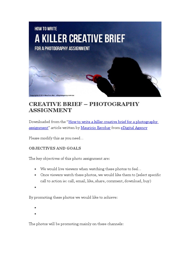 Creative Brief Template Photography Assignment Edigital Mauricio Mar ...