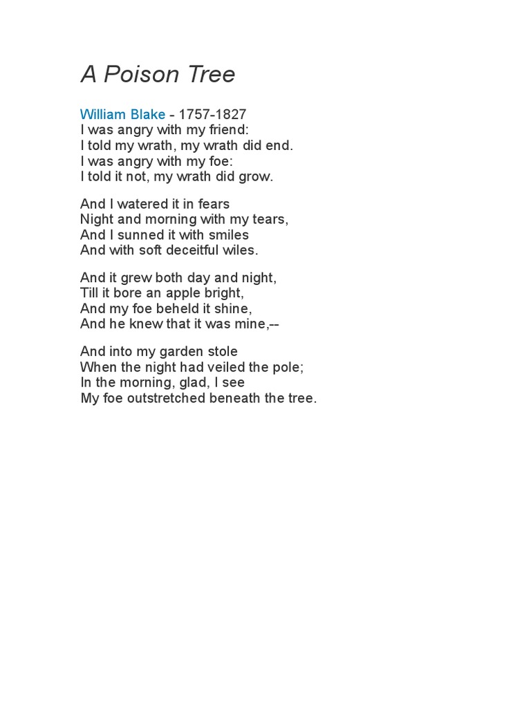 A Poison Tree: William Blake | PDF