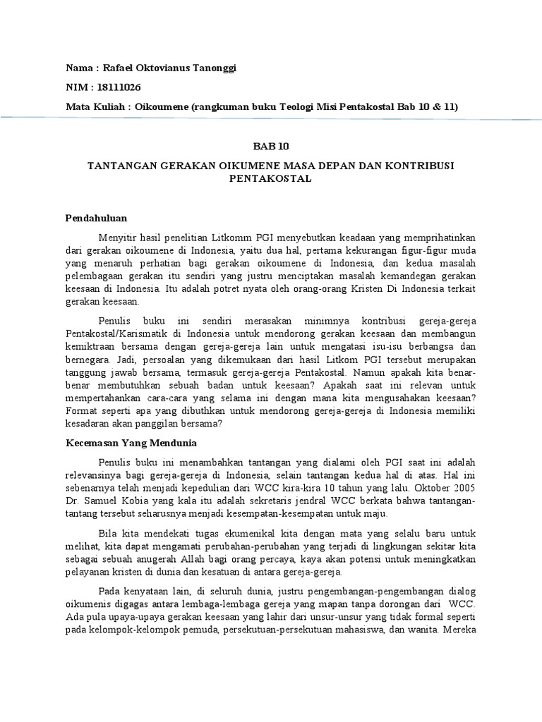 Teologi Misi Pentakostal Bab 10 Dan 11 | PDF