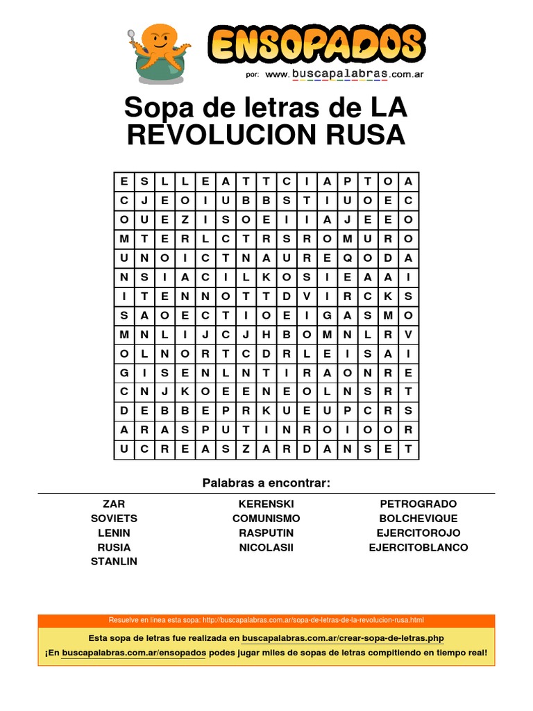Sopa de Letras de La Revolucion Rusa | PDF | Arte
