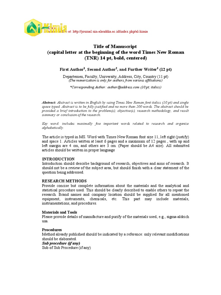Al Kimia Template | Download Free PDF | Times New Roman