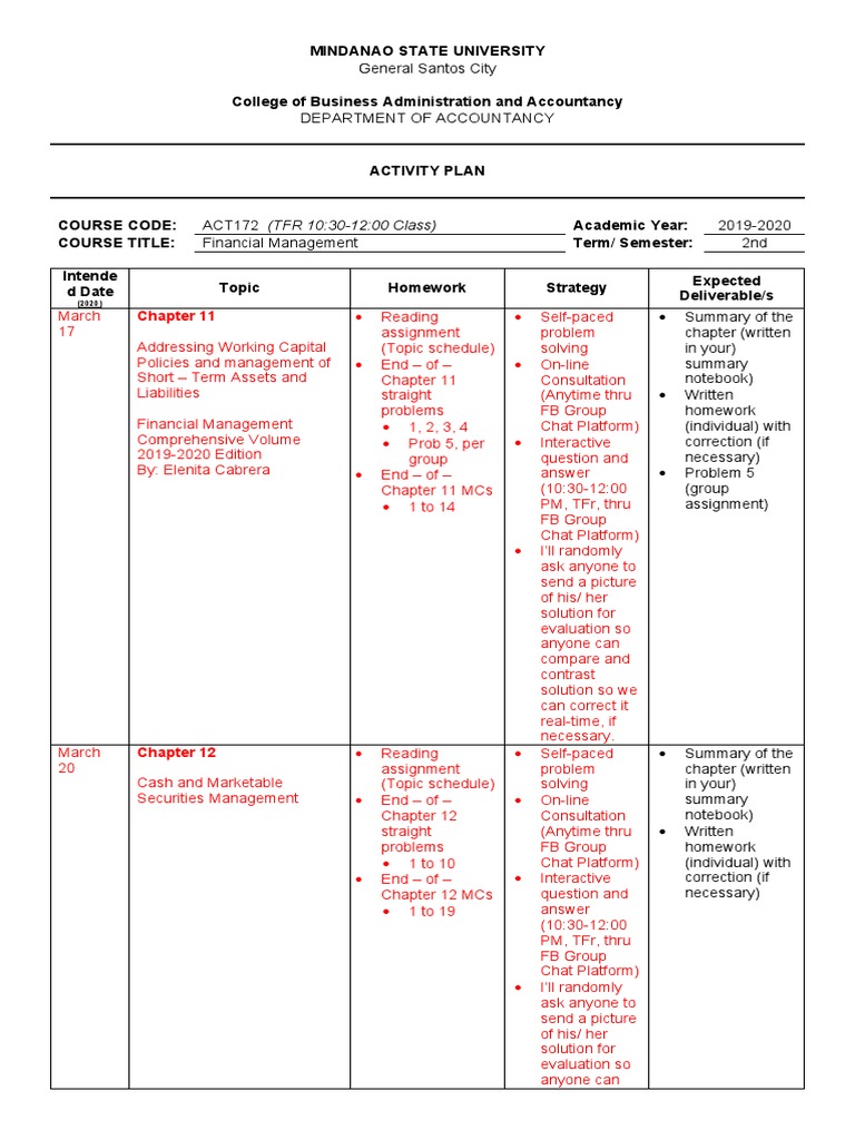 ACT172 Update Activity-Plan | PDF | Corporations | Business
