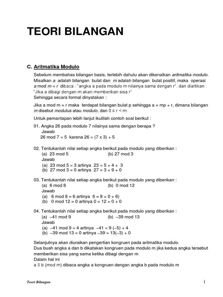 01c-Aritmatika Modulo (WWW - Defantri.com) PDF | PDF | Sains & Matematika | Komputer