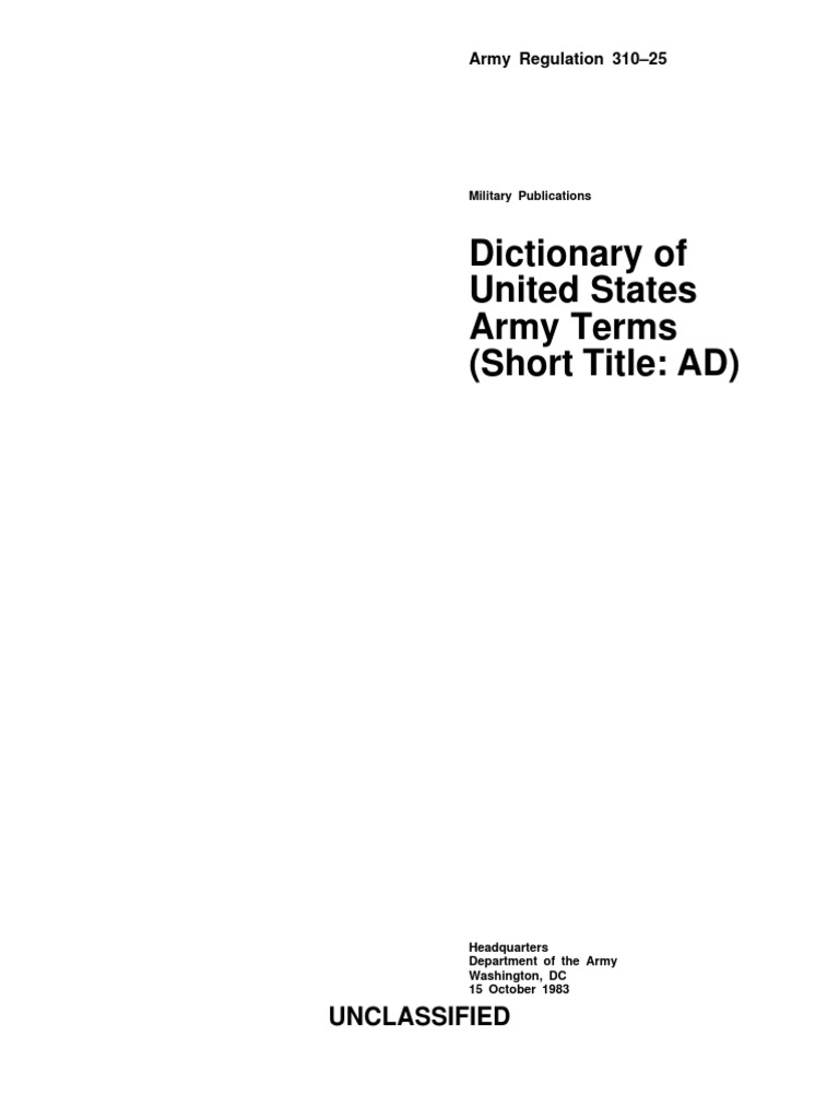 Dictionary of United States Army Terms (Short Title: AD) : Unclassified ...